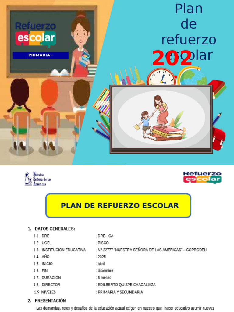 Plan de Refuerzo Escolar - 2025 - Coprodeli | PDF | Evaluación | Enseñando