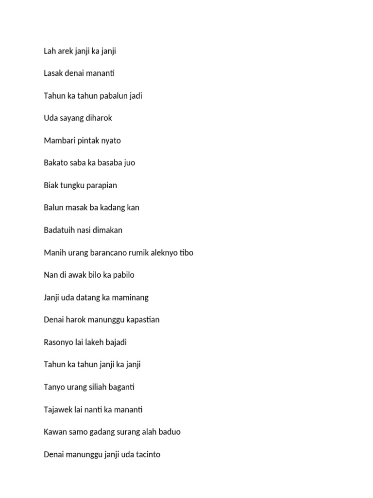 Lah Arek Janji Ka Janji | PDF