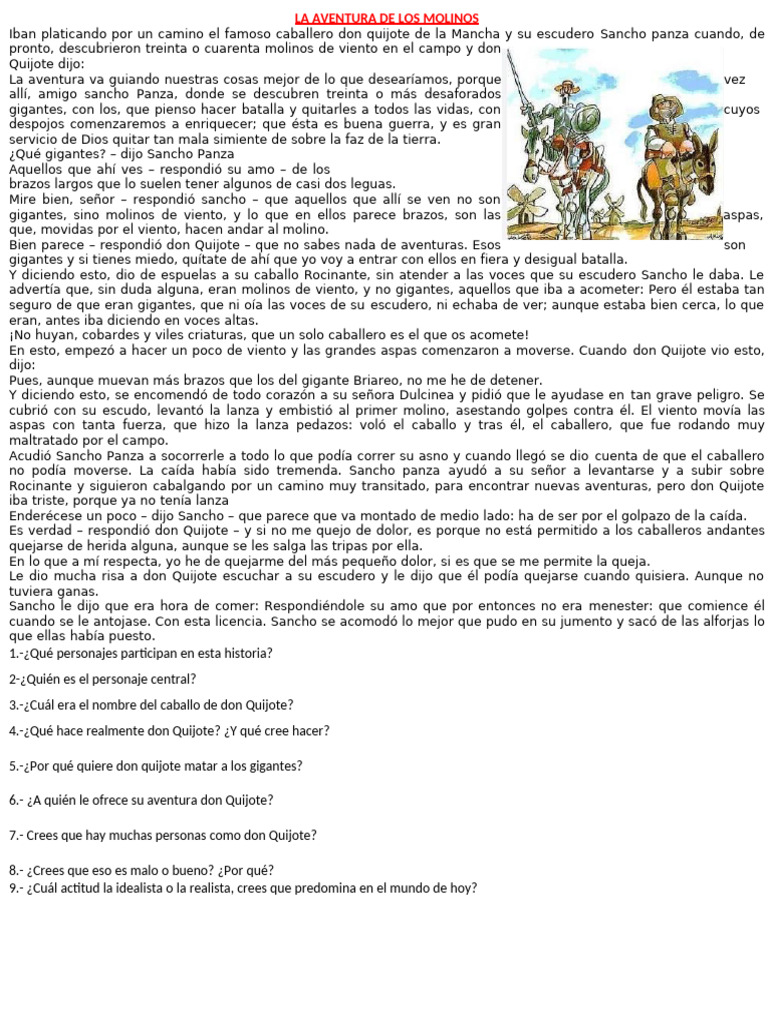 Don Quijote y los Molinos de Viento | PDF | Don Quijote