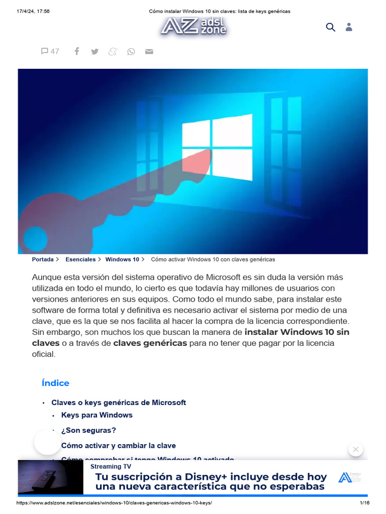 Cómo Instalar Windows 10 Sin Claves - Lista de Keys Genéricas | PDF ...