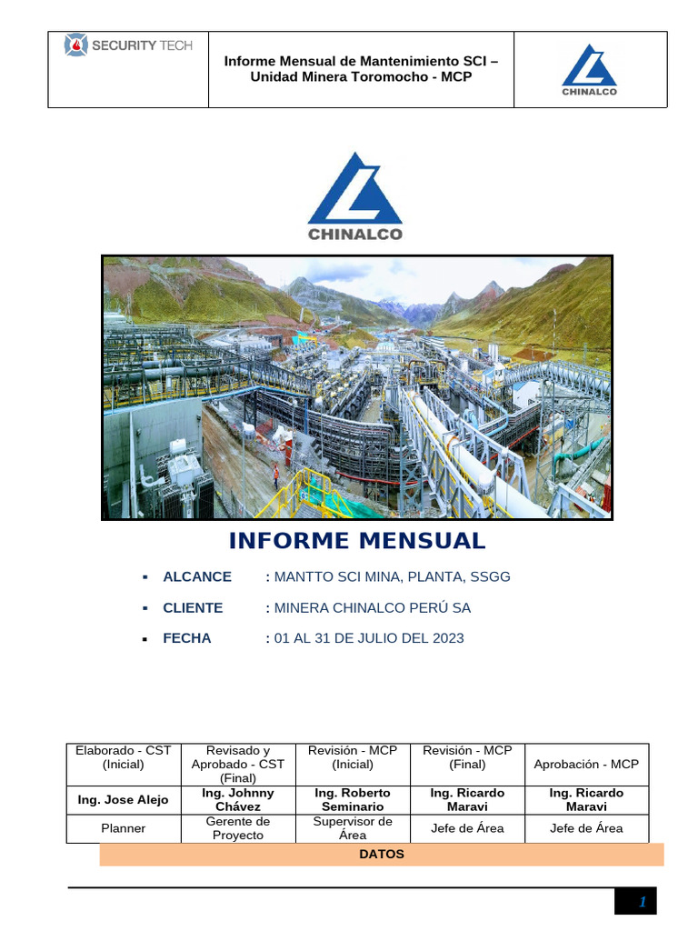 7 CST INF 2023 007_Mensual Julio | PDF | Agua | Bomba