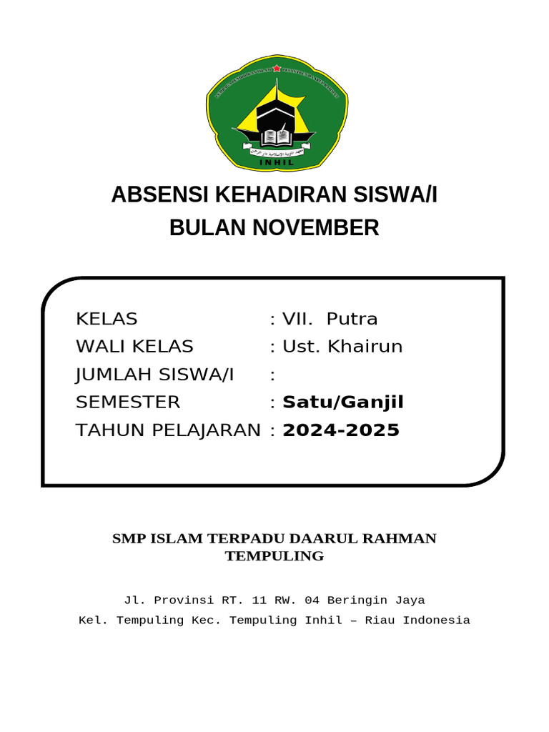 Cover Absensi Siswa | PDF