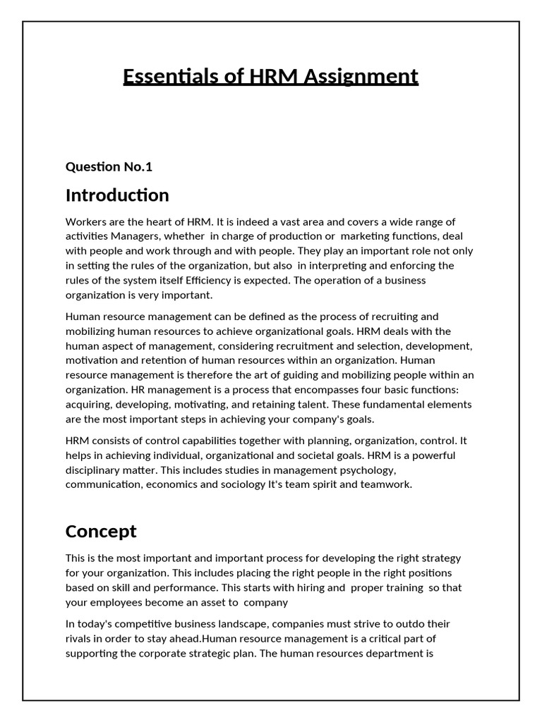 Essentials of HRM Assignment | PDF | Human Resource Management | Human Resources