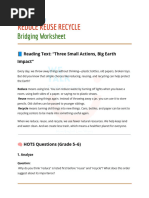 Reduce, Reuse, Recycle Practice Quiz | PDF