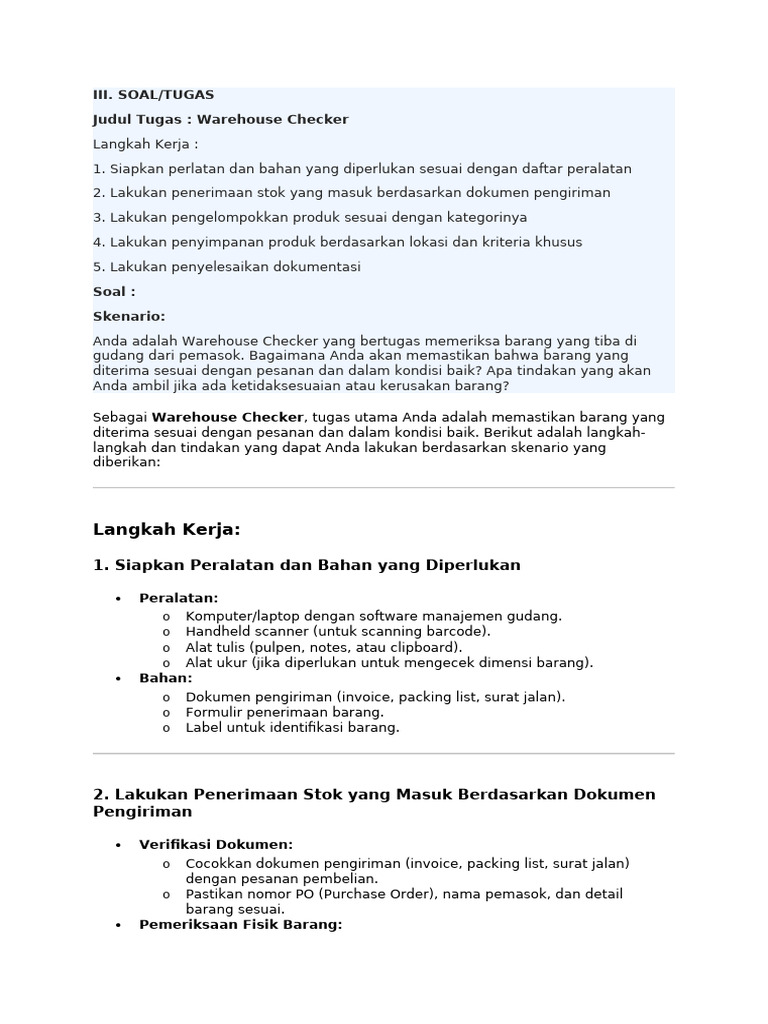 Warehouse Checker | PDF