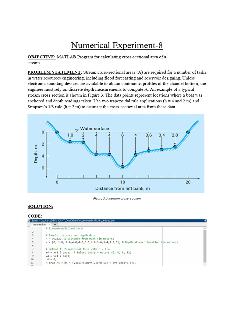 Stream Cross-Section Area Calculation | PDF
