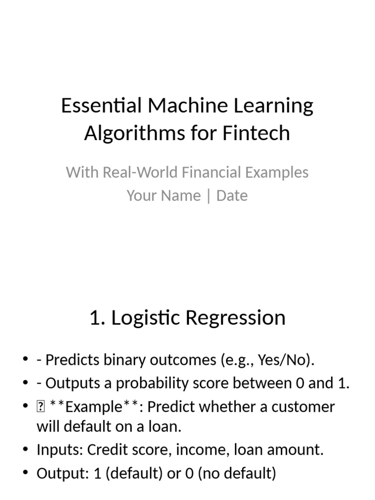 ML Algorithms Fintech Detailed | PDF | Machine Learning | Support ...