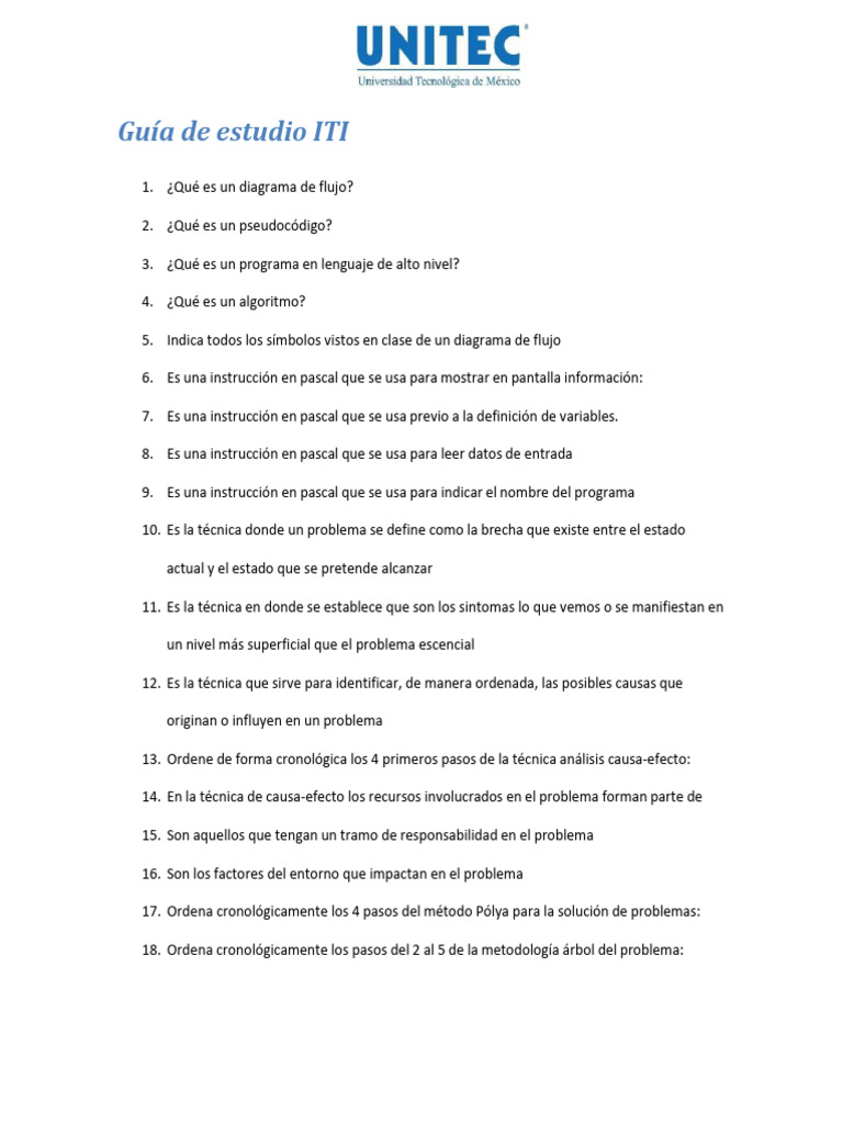 Guia de Estudio Ex Final ITI | PDF | Algoritmos | Programación de computadoras