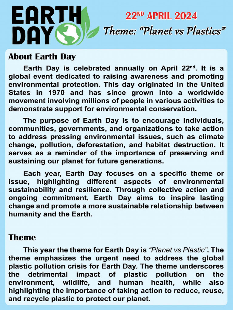 Earth Day 22 April 2024 Pamphlet | PDF