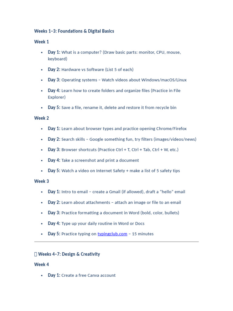 6 Month Computer Learning Assignment Plan | PDF | Scratch (Programming Language) | Computer File