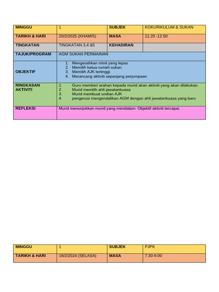 RPH Agm Sukan Permainan | PDF