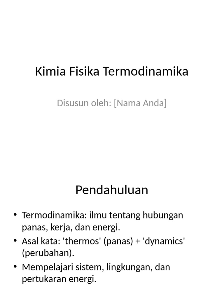 Kimia Fisika Termodinamika | PDF