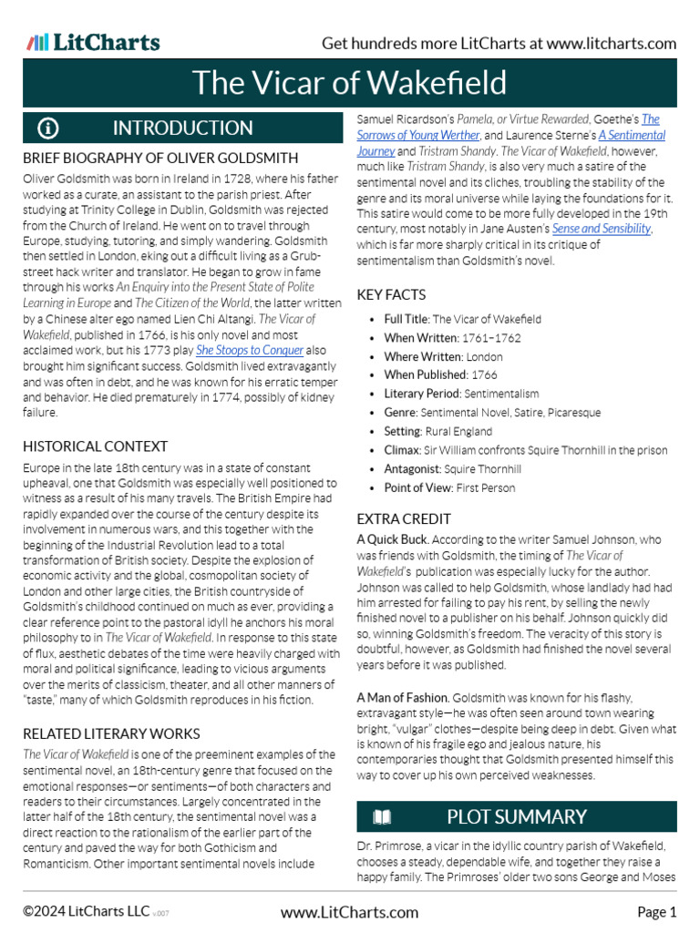 The Vicar of Wakefield LitChart | PDF