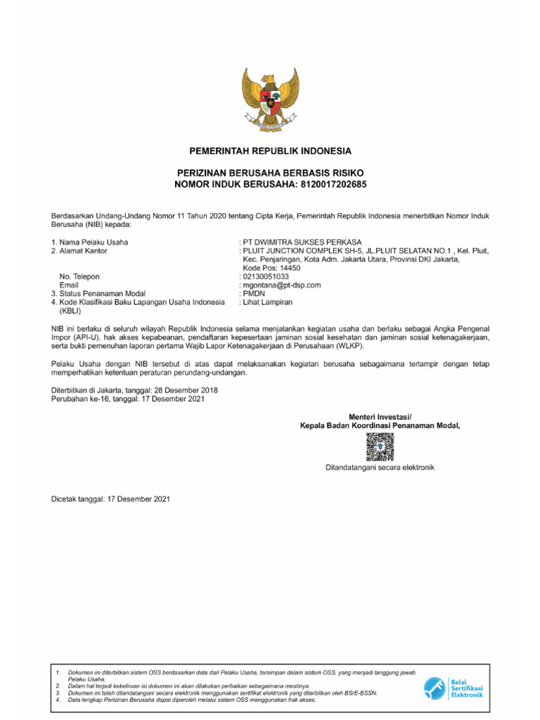 Nib Oss Rba PT DSP | PDF