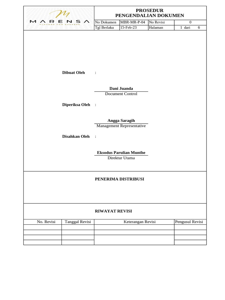 Mbr-mr-p-04 Prosedur Pengendalian Dokumen... | PDF