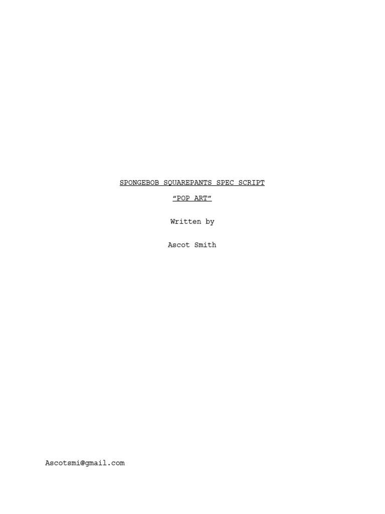 SpongeBob SquarePants SpecScript PopArt AscotSmith | PDF