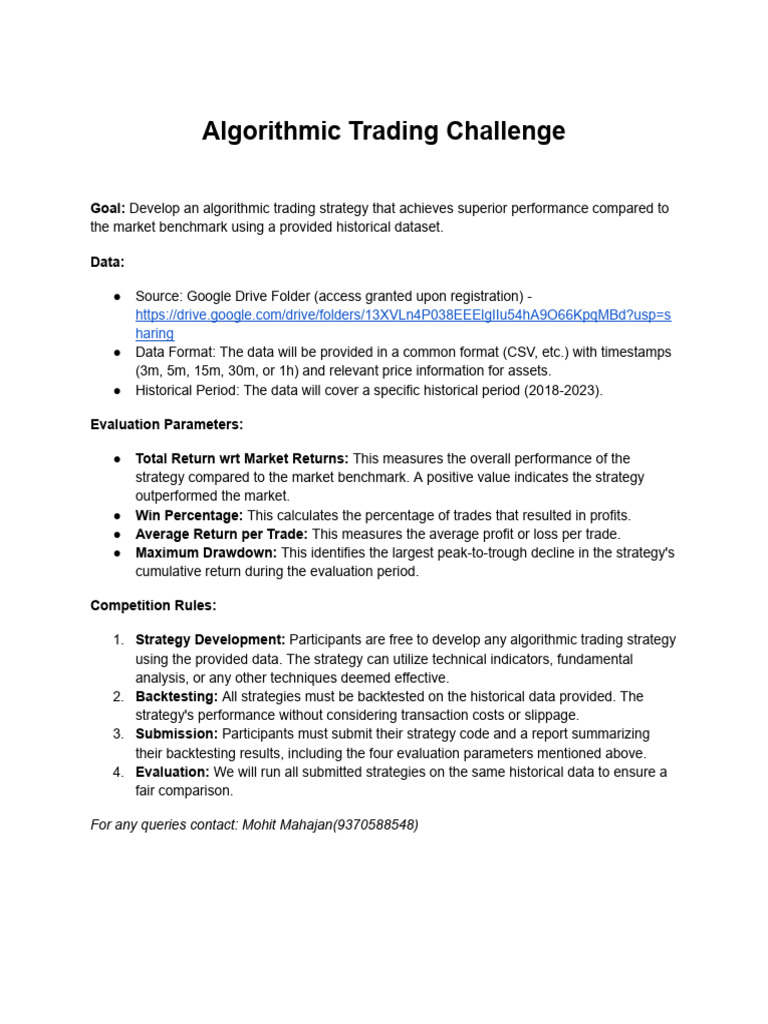 Algo-Trading Challenge | PDF
