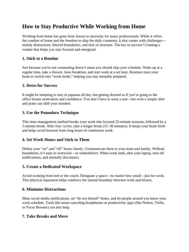 Boost Productivity While Working from Home | PDF