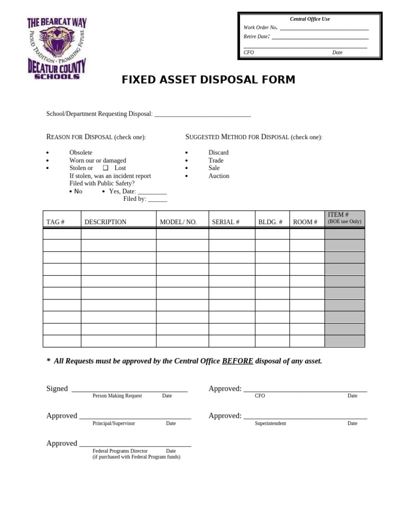 Fixed Asset Disposal Form | PDF