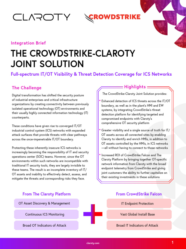 Enhancing ICS Security with CrowdStrike and Claroty | PDF | Computer ...