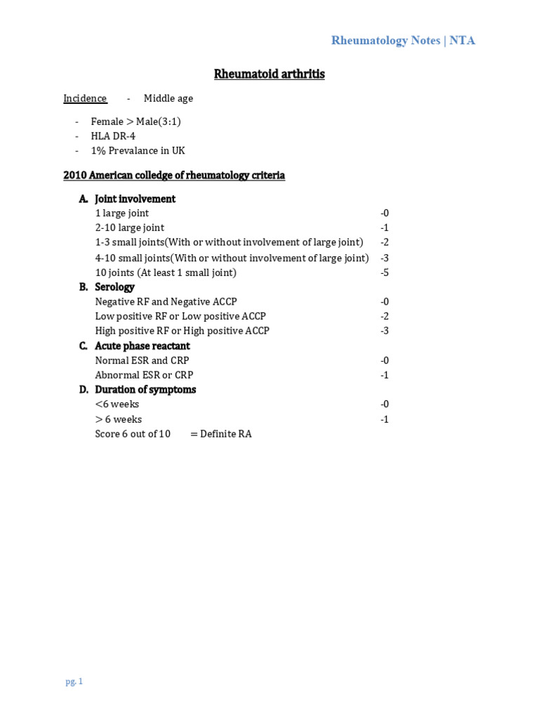 Rheumatoid Arthritis Overview and Management | PDF | Rheumatoid ...
