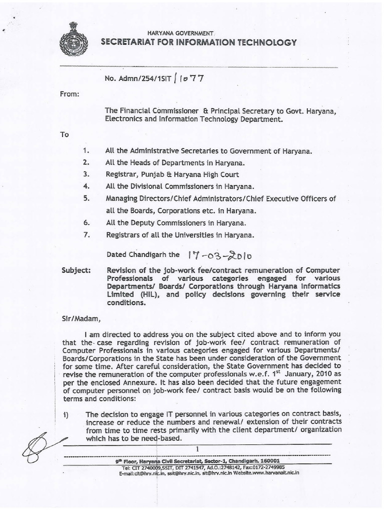 Letter dated 17.03.2010 regarding Computer Professionals’ remuneration ...