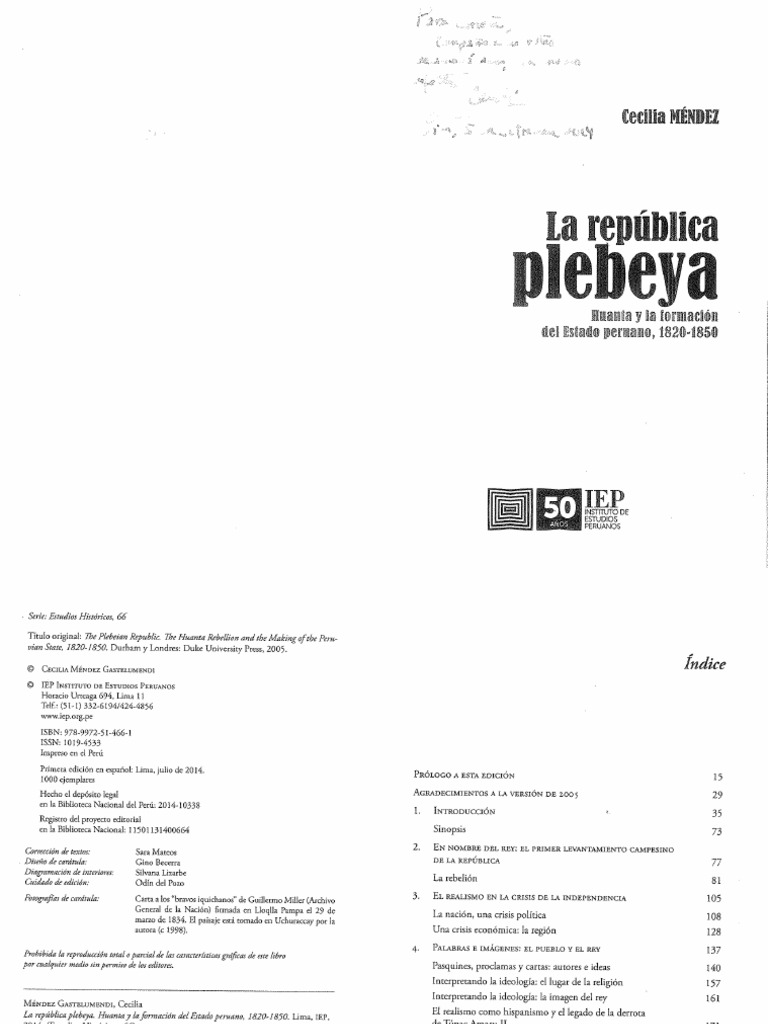 1 - LA REPUBLICA PLEBEYA Cecilia Mendez | PDF