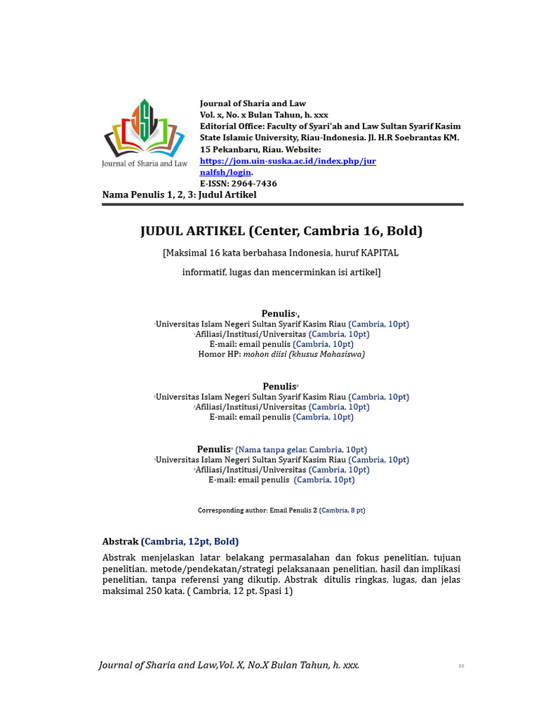 Template Jom JSL | PDF