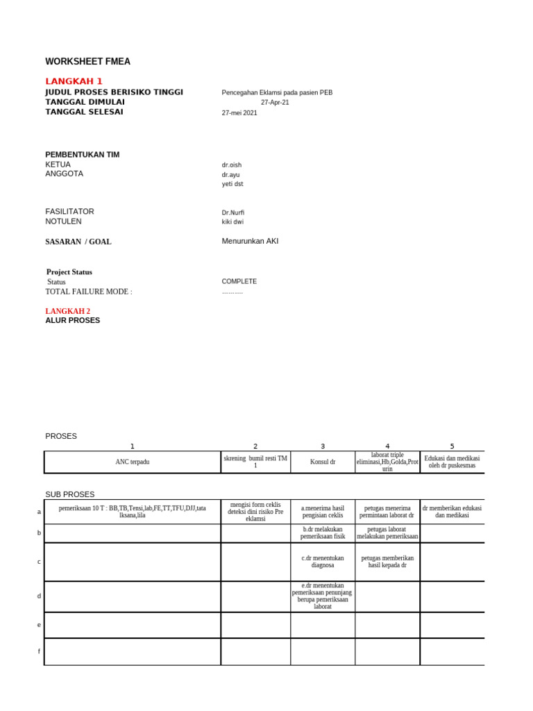 Worksheet FMEA | PDF