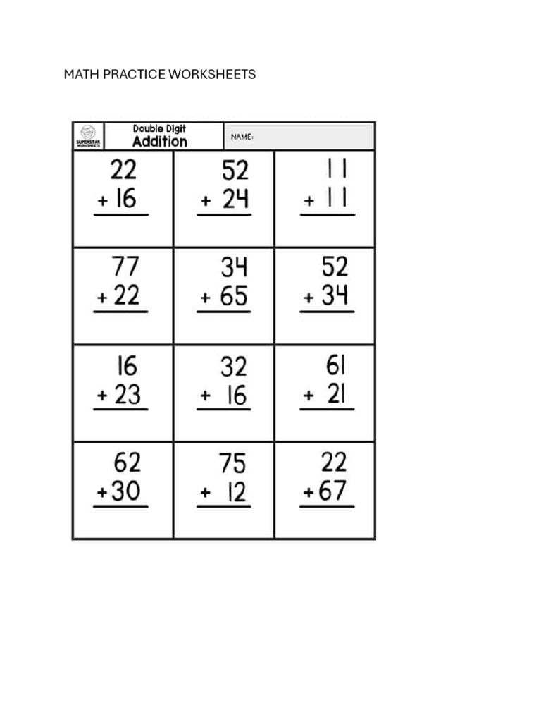 Math Practice Worksheets | PDF