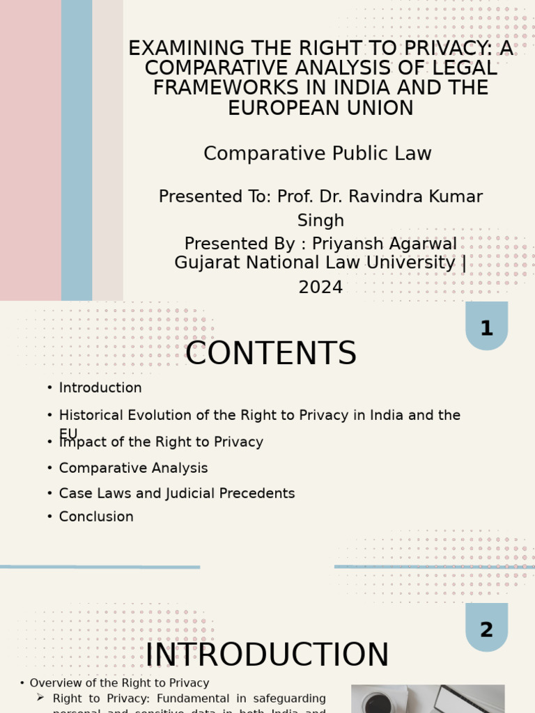 Examining The Right To Privacy A Comparative Analysis of Legal Frameworks in India and The ...