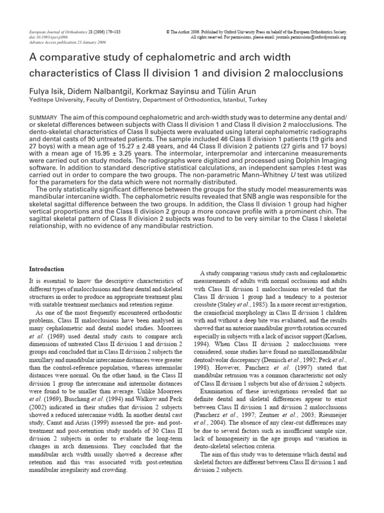 Class II Malocclusion Cephalometric Study | PDF | Dental Anatomy | Mouth