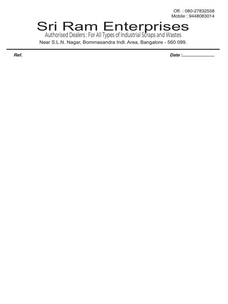 Sri Ram Enterprises Letter Head | PDF