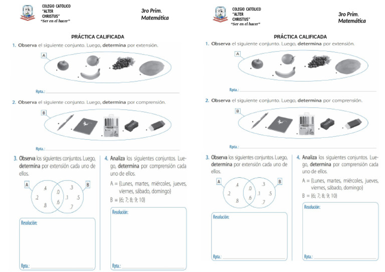 Determinación de conjuntos practica 3ro prim. | PDF