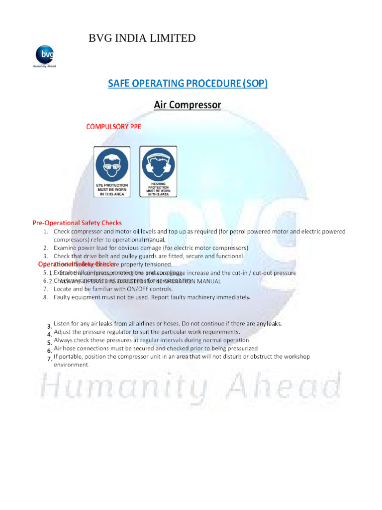 SOP FOR AIR COMPRESSOR.docx NEW | PDF