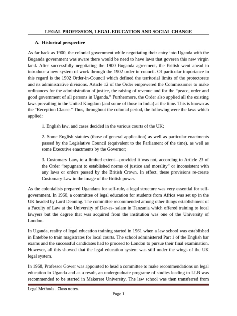 Legal Methods Class Notes - Legal Education in Uganda | PDF | Advocate ...