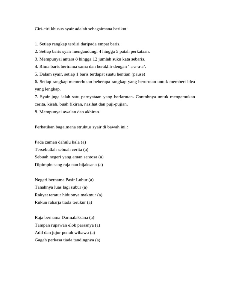 Ciri dan Cara Menulis Syair | PDF