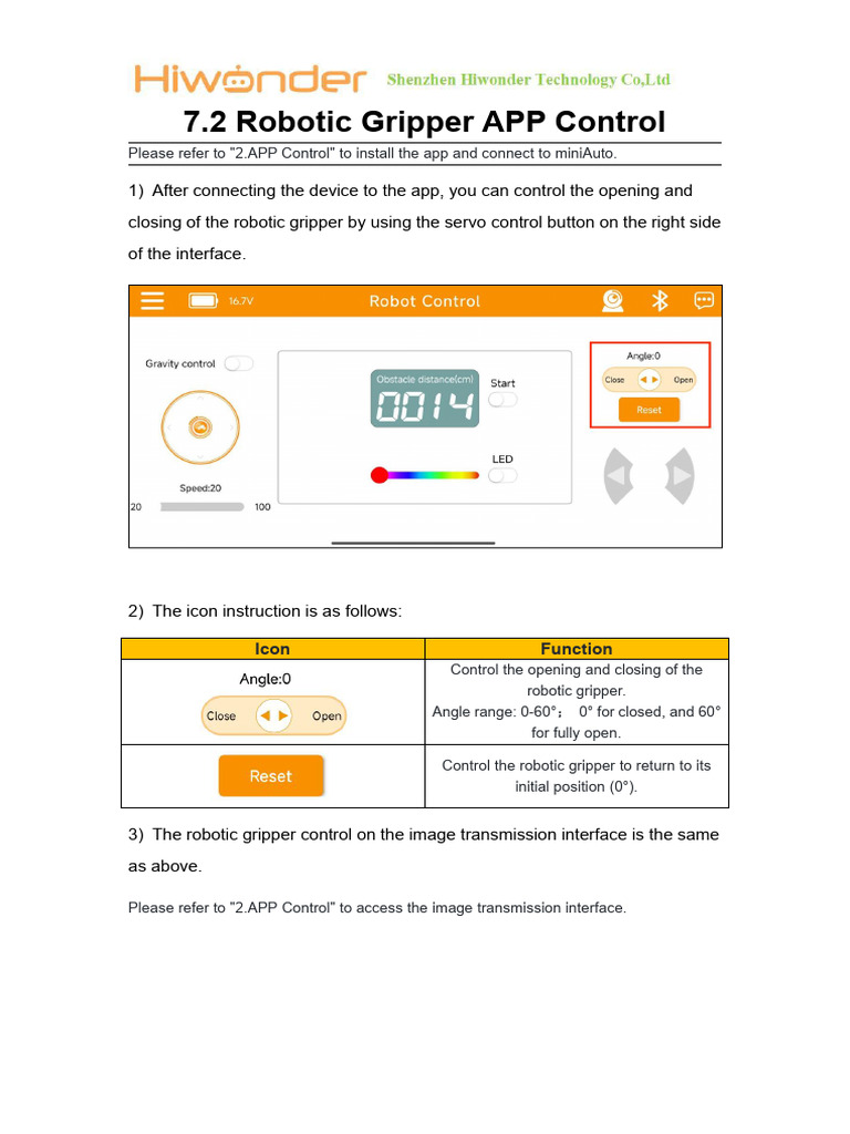 Robotic Gripper APP Control Guide | PDF