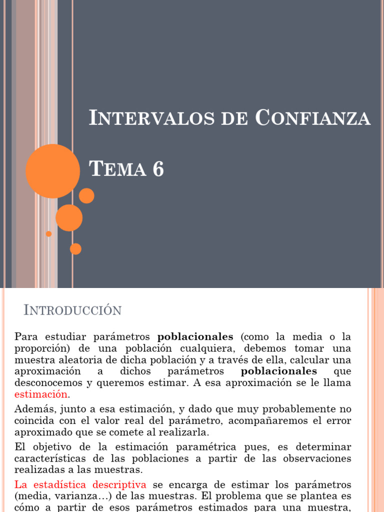 [TEMA 6]-INTERVALOS DE CONFIANZA | PDF | Teoría de la estimación | Estimador