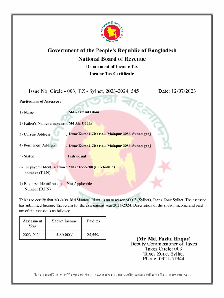 Taxcertificate 1 | PDF