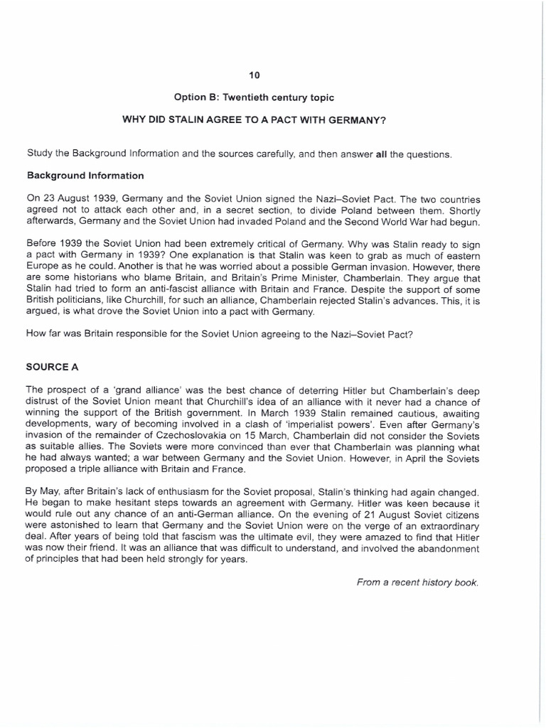 Nazi-Soviet Pact Paper 2 | PDF