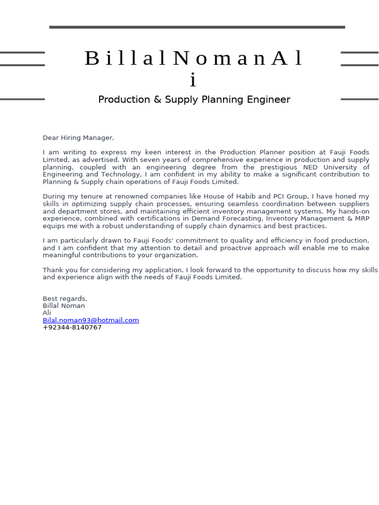 Motivation Letter - Billal Noman Ali | PDF