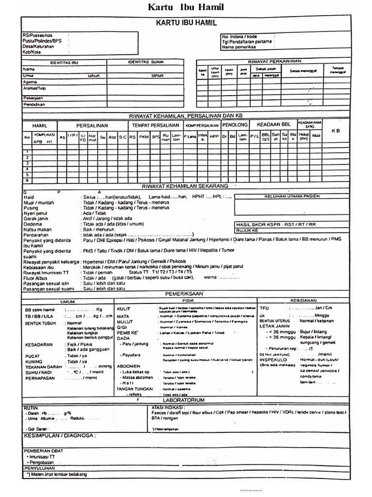 Form Kartu Ibu | PDF
