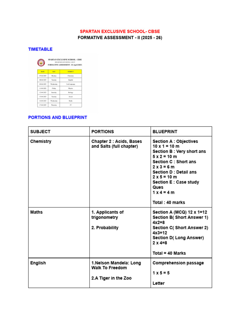 Class 10 FA2 Assessment Blueprint 2025-26 | PDF | Linguistics