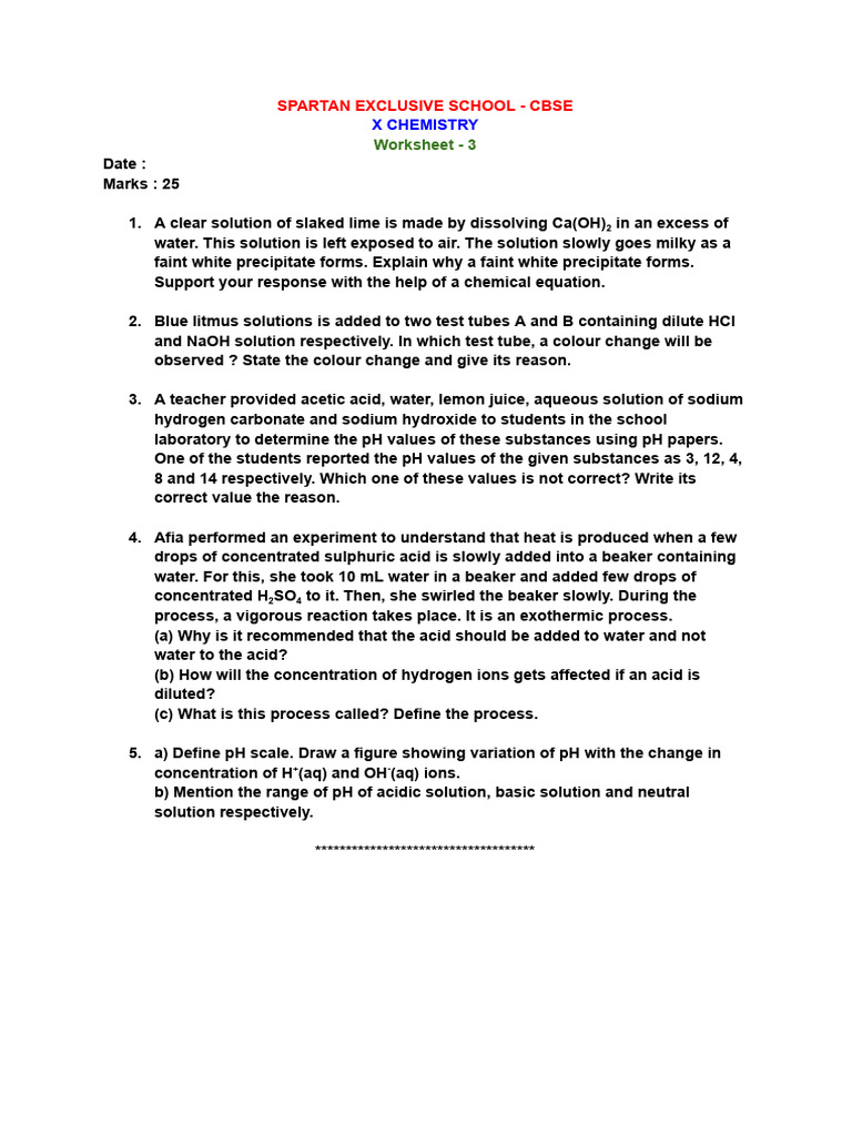 10th STD CH 2 Worksheet No.3 | PDF