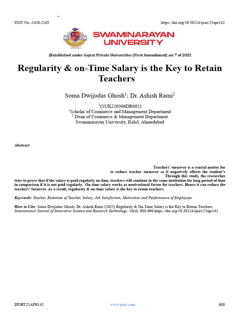 Regularity & On-Time Salary Is The Key To Retain Teachers | PDF ...