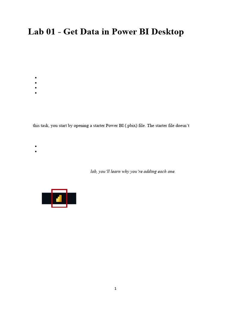 Lab 01 - Get Data in Power BI Desktop | PDF | Table (Database) | Microsoft Sql Server
