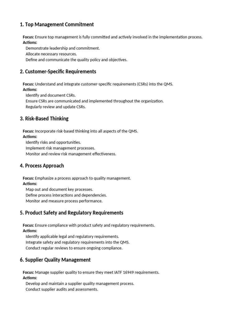 Iatf - Focus Implementation | PDF | Quality Management System | Risk ...