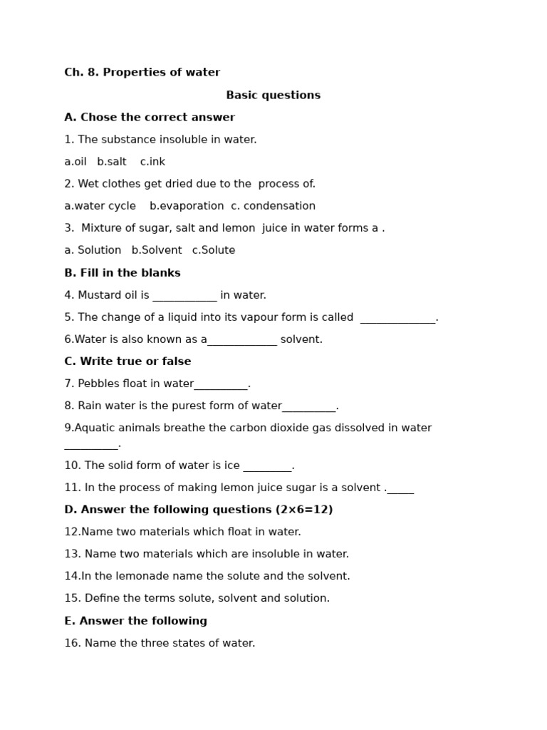 Basic Questions Ch8. Class V | PDF