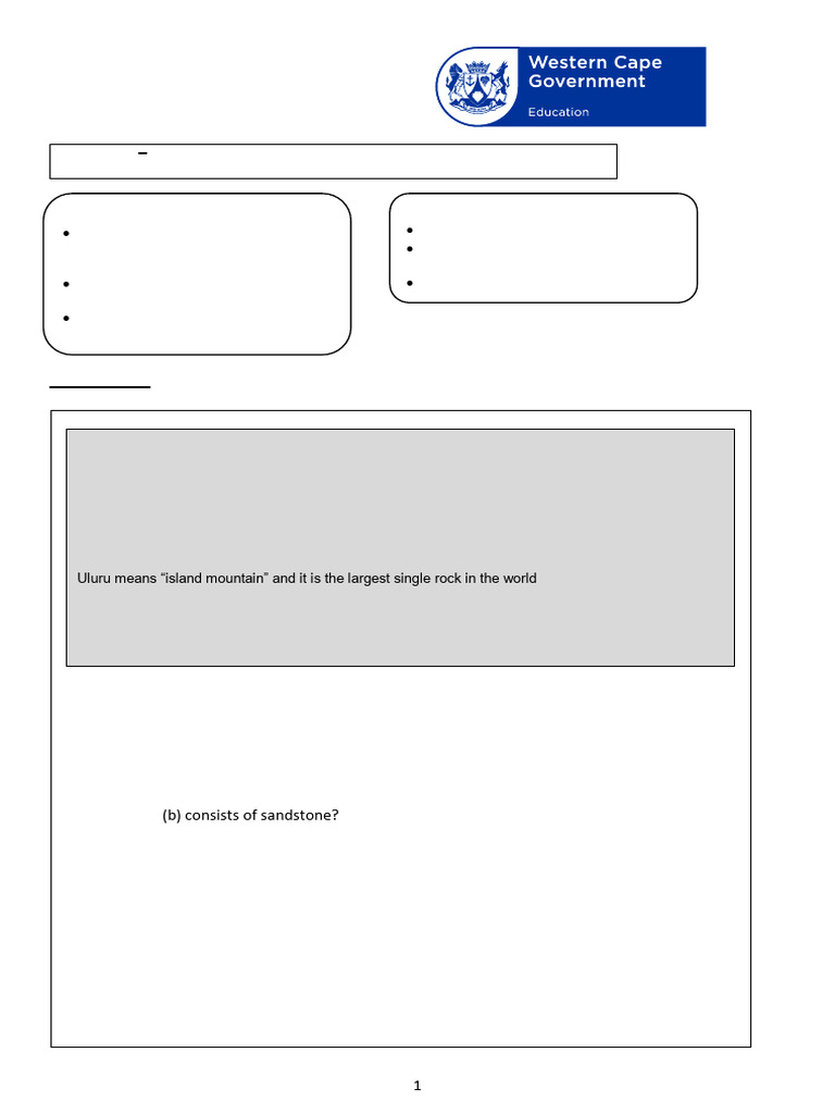 FET T2 Week 2 Grade 10 Geography Landforms Igneous Sedimentary ...